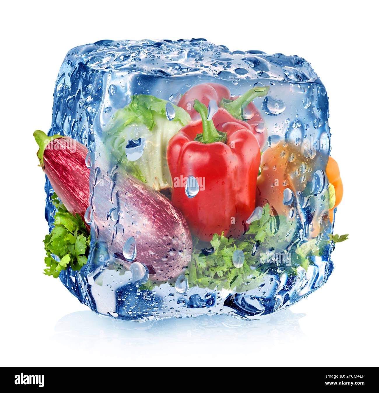 Ice cube with vegetables Stock Photo - Alamy