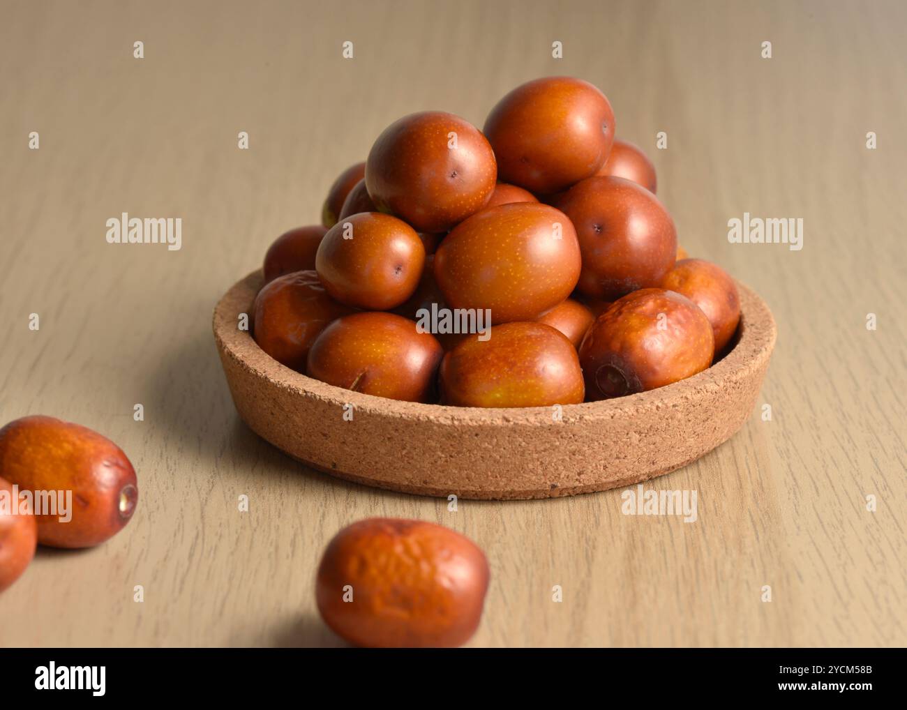 Mature ripe jujube Ziziphus jujuba fruits, red dates, indian dates or ...