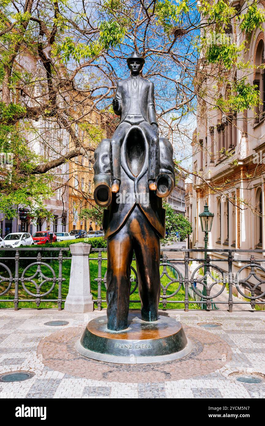 Statue of Franz Kafka by artist Jaroslav Róna was installed on Vězeňská ...