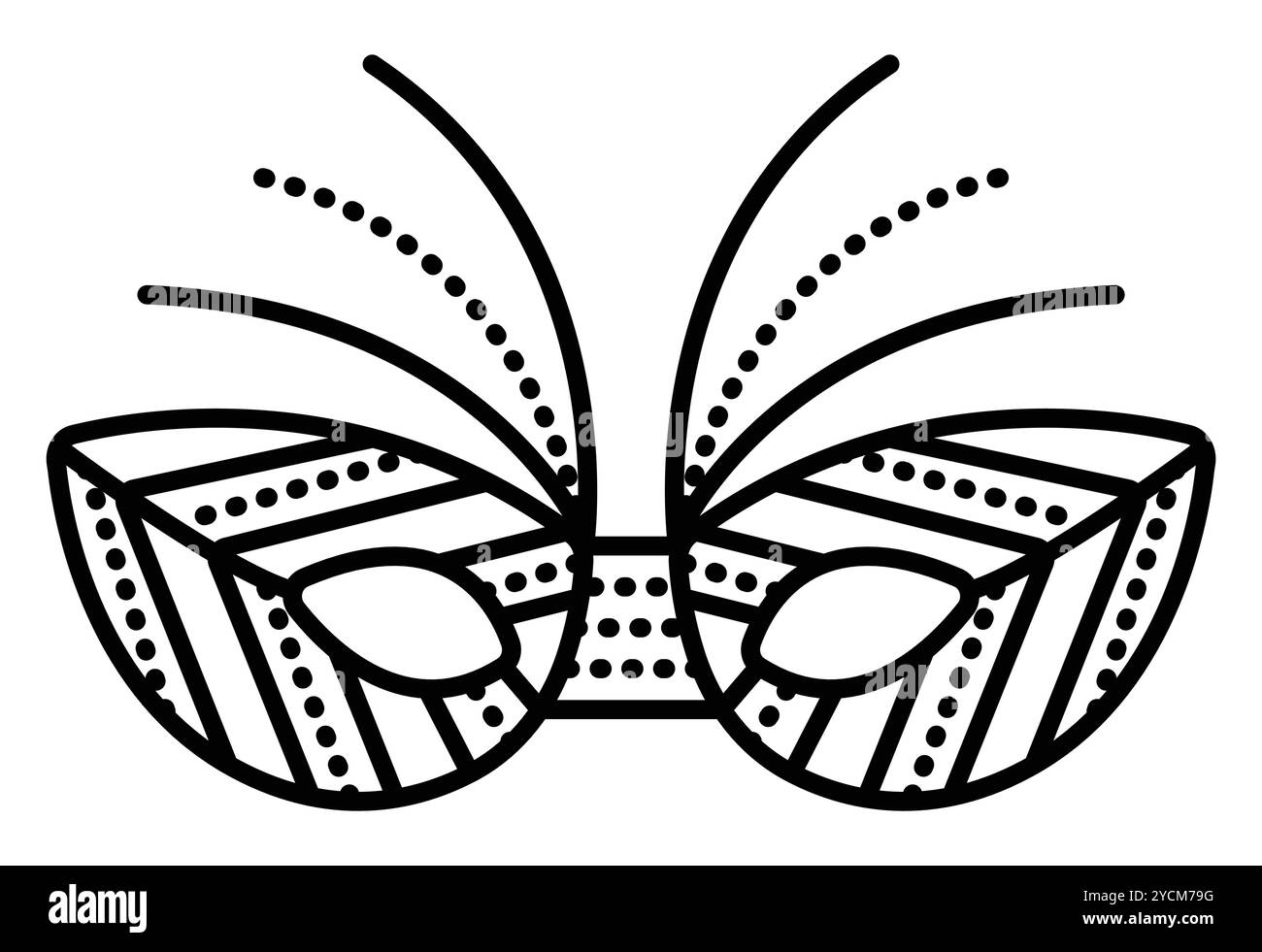 Black line masquerade mask with dots, vector illustration, editable ...
