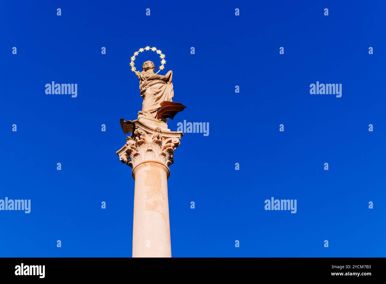 Top of the column. The Marian column, Mariánský sloup, of Prague is a ...