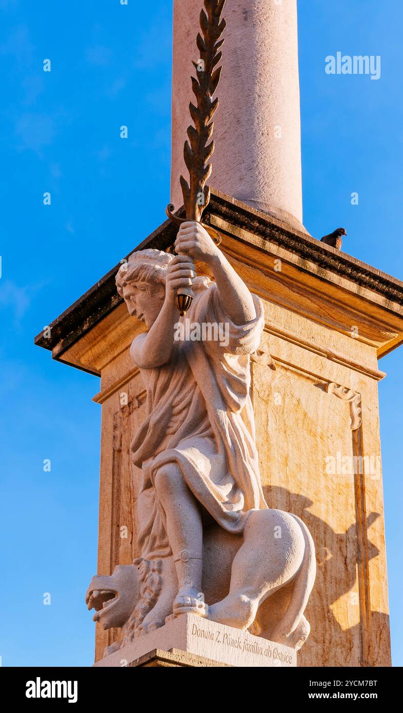 Detail of angel statues. The Marian column, Mariánský sloup, of Prague ...