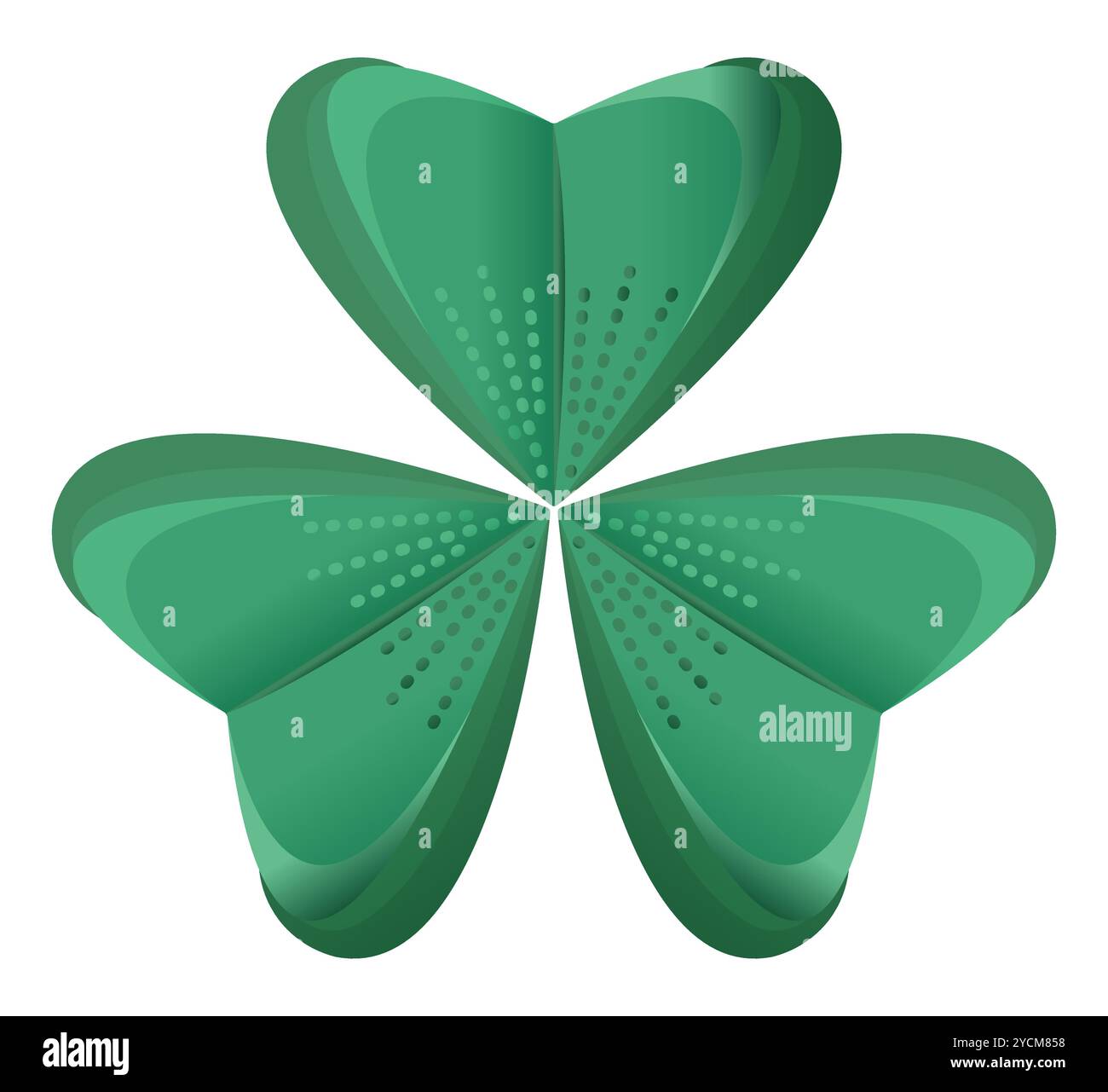 Gradient three leaf clover, volumetric shamrock foliage, trefoil plant ...
