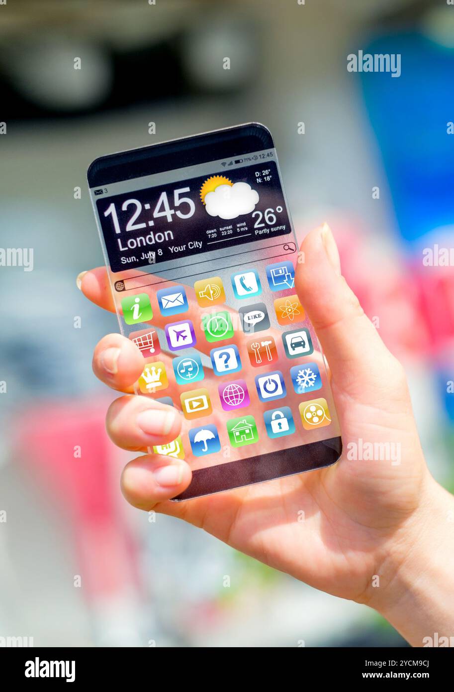 Smartphone with transparent screen in human hands Stock Photo - Alamy