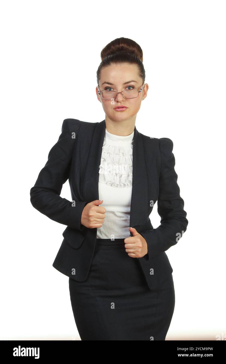 Smiling professional lady posing, isolated Stock Photo - Alamy