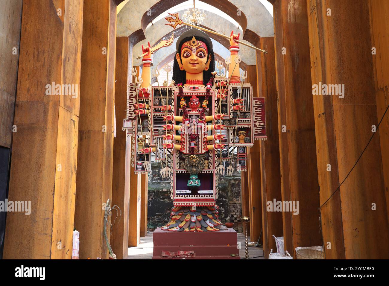 Durga Puja festival in Kolkata, India An idol of the Hindu goddess ...