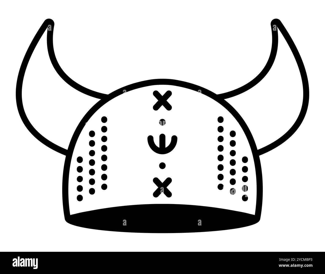 Viking hat with horns, scandinavian costume part, single vector black ...
