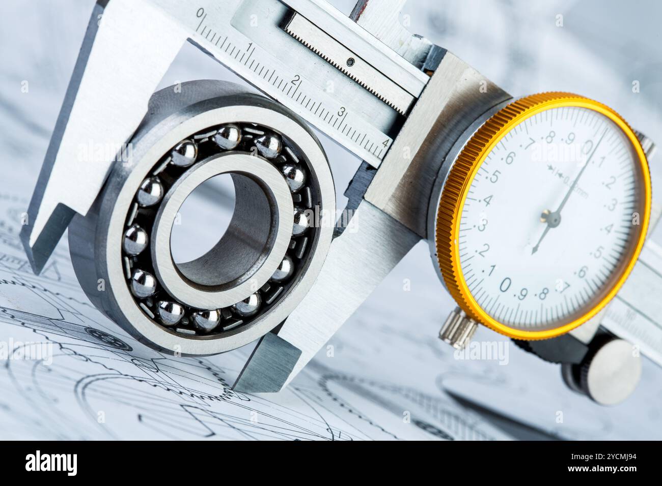Ball bearings on technical drawing Stock Photo - Alamy