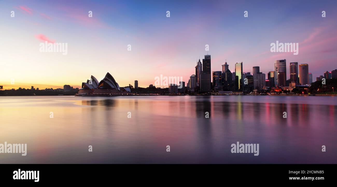 Sydney city skyline of office buildings and skyscrapers and Opera House ...