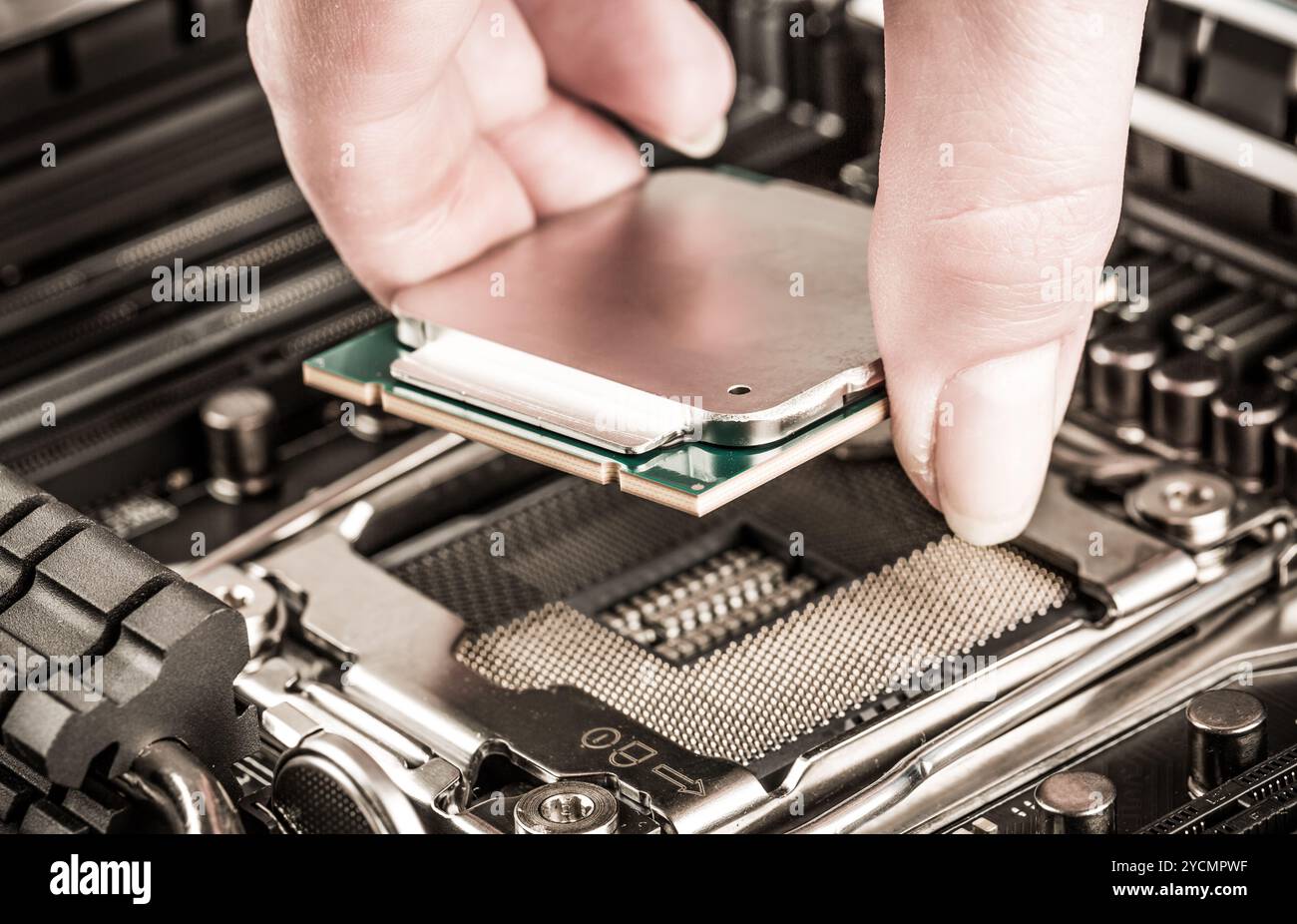 Modern processor and motherboard Stock Photo - Alamy