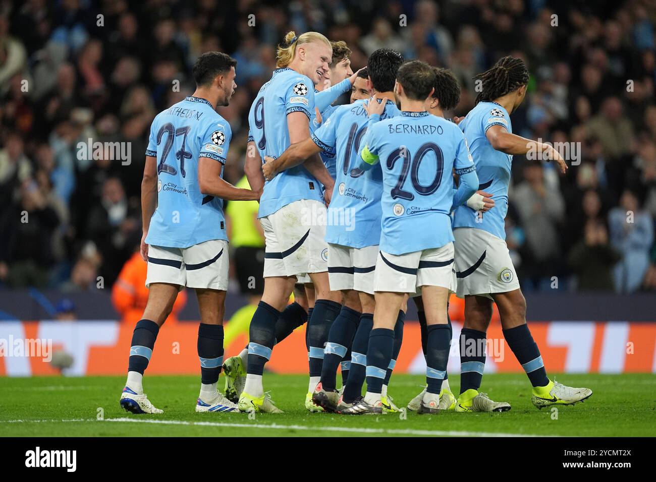 Manchester City's Erling Haaland (second left) celebrates scoring their ...