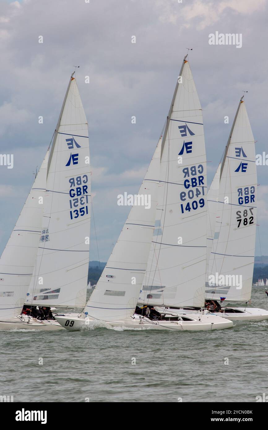 Etchells class keelboats racing in the Solent in Cowes Week 2022. Yacht ...
