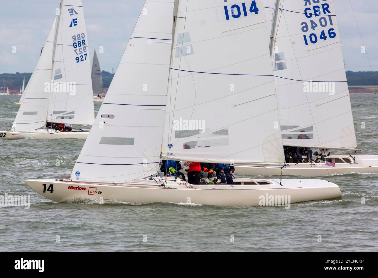 Etchells class keelboats racing in the Solent in Cowes Week 2022. Yacht ...