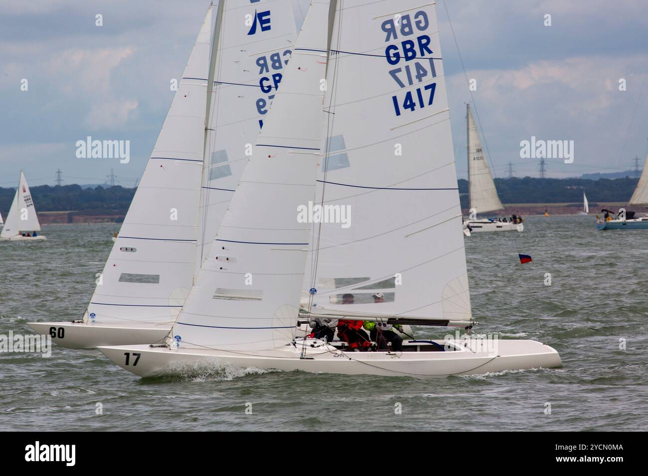 Etchells class keelboats racing in the Solent in Cowes Week 2022. Yacht ...