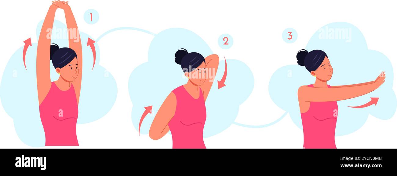 Woman stretching hands. Female person stretch posture exercise for ...