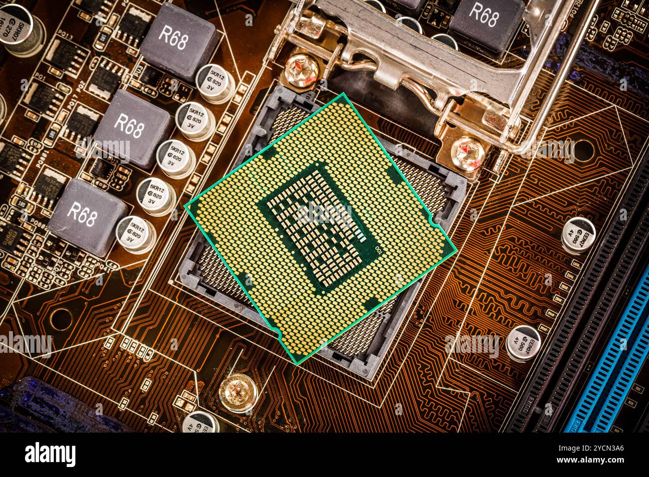 Modern processor and motherboard Stock Photo - Alamy