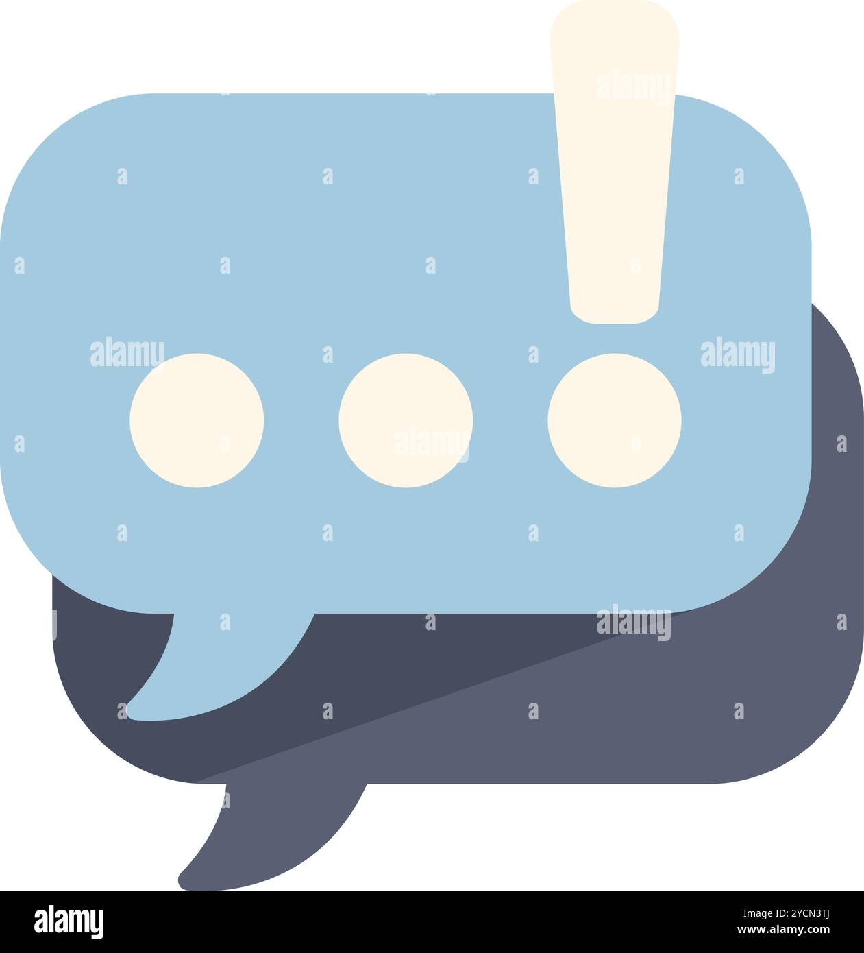 Blue Speech Bubble With An Exclamation Point And Ellipsis Is Showing A Surprised Reaction Stock