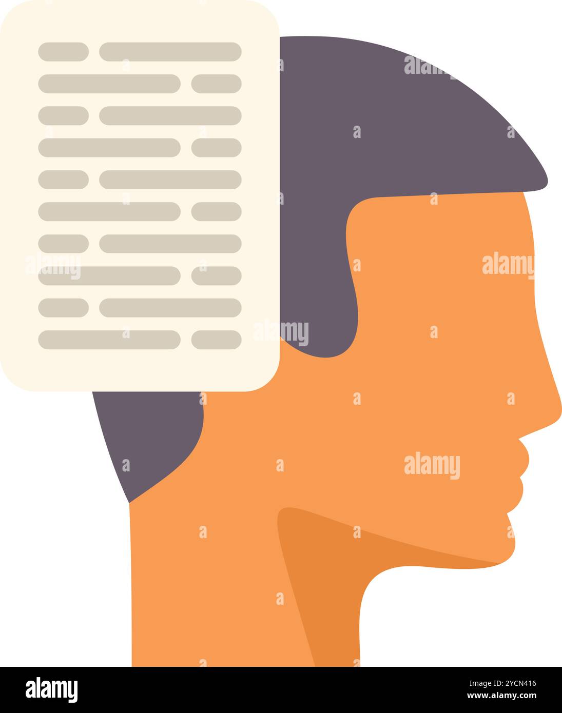 This design depicts a man deep in thought, with a document seemingly ...