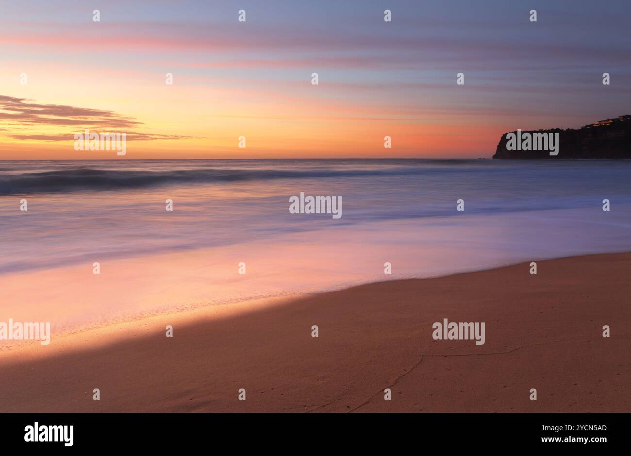 Stunning sunrise at Bungan Beach on Sydney's northern beaches with ...