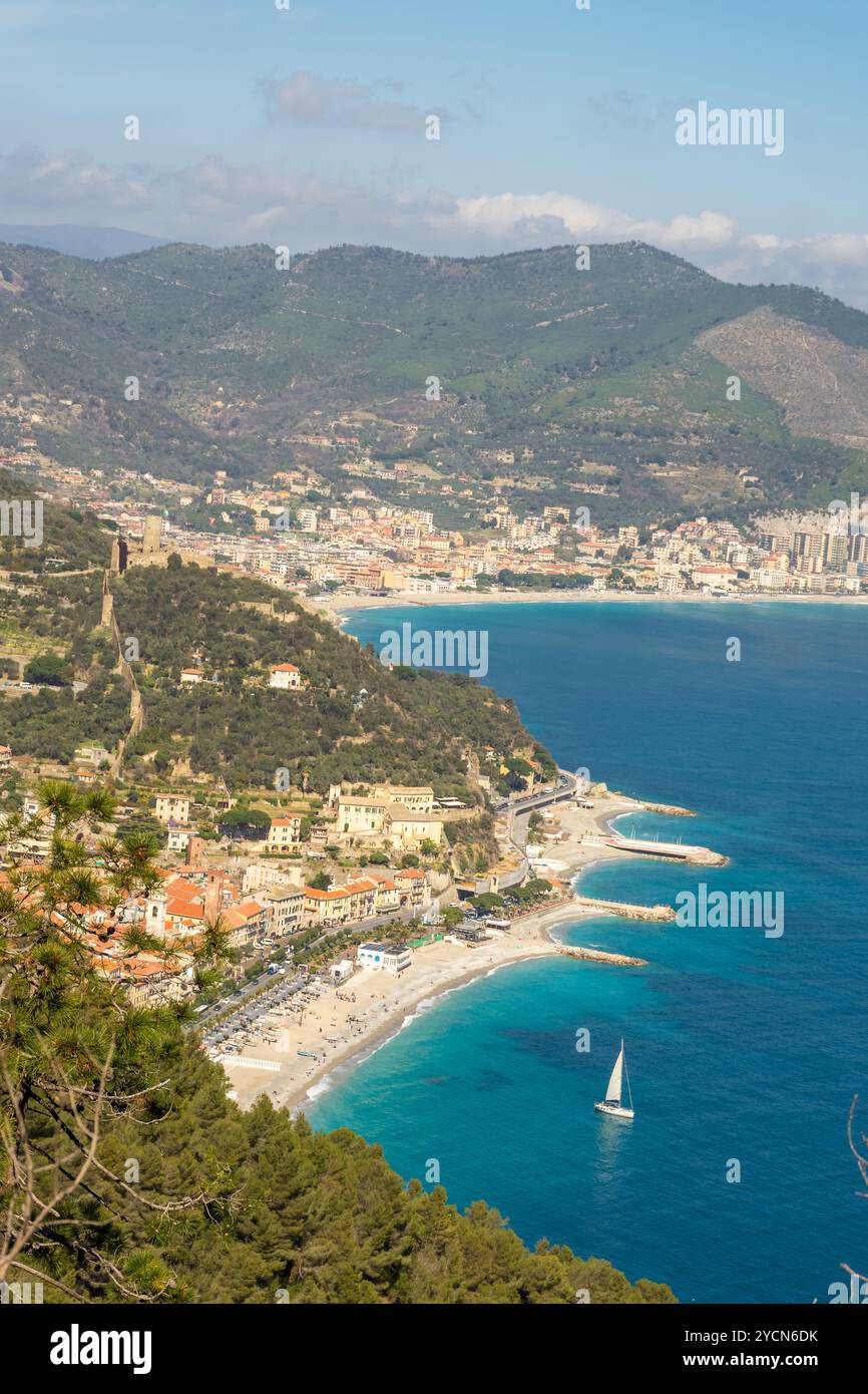 Aerial view of Noli town on the Ligurian Sea, Italy Stock Photo - Alamy