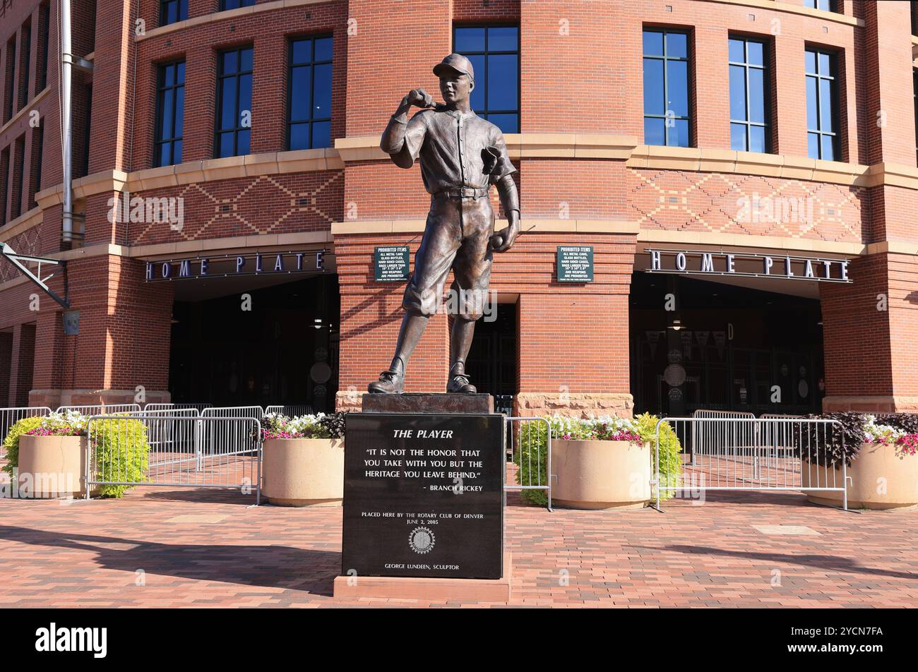 Bronze statue of 'The Player' in front of Coors Field, the baseball ...