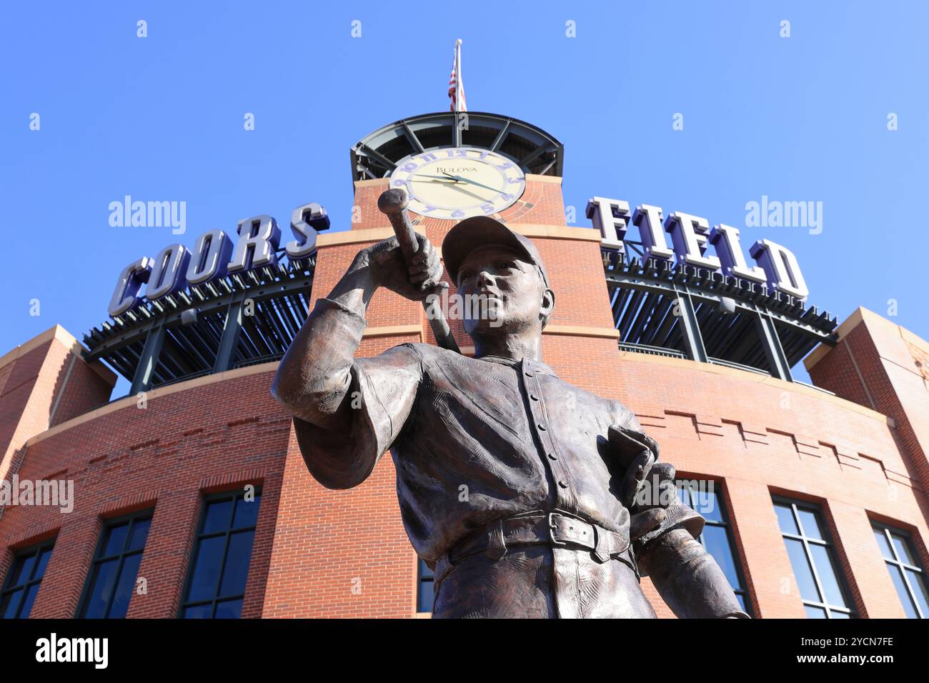 Bronze statue of 'The Player' in front of Coors Field, the baseball ...