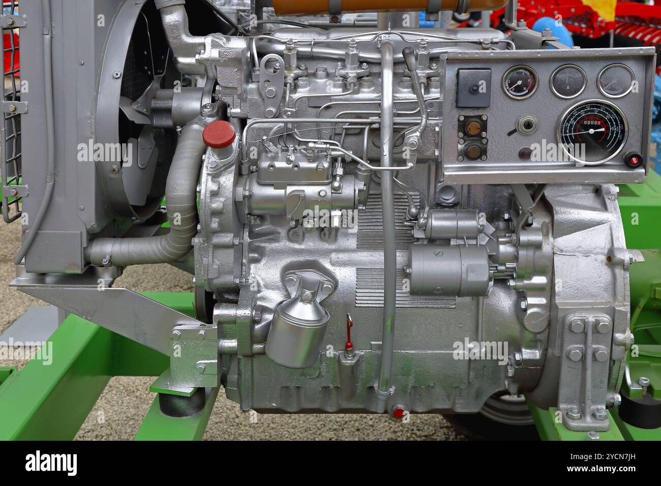 Powerful diesel engine for agricultural works Stock Photo - Alamy