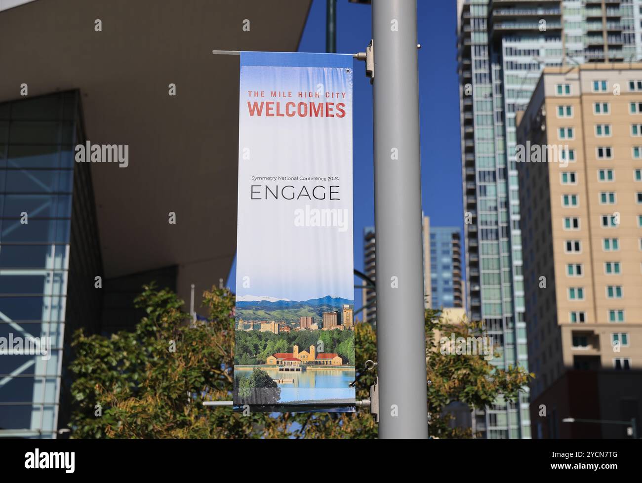 Sign for the Mile High City, Denver, outside the Convention Center ...