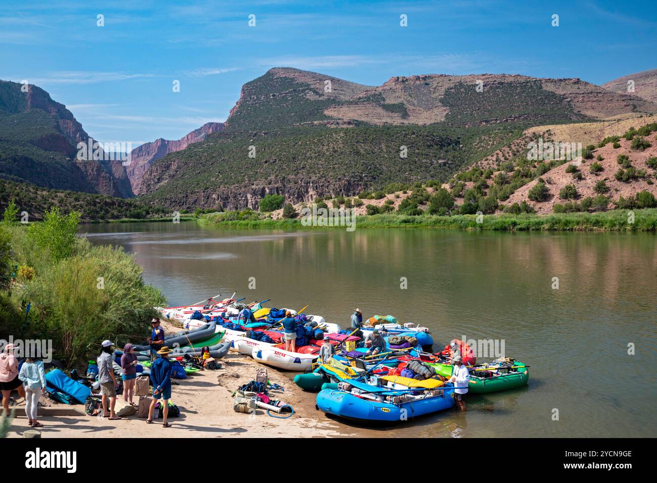 Dinosaur, Colorado - River rafters prepare to begin their trip through ...