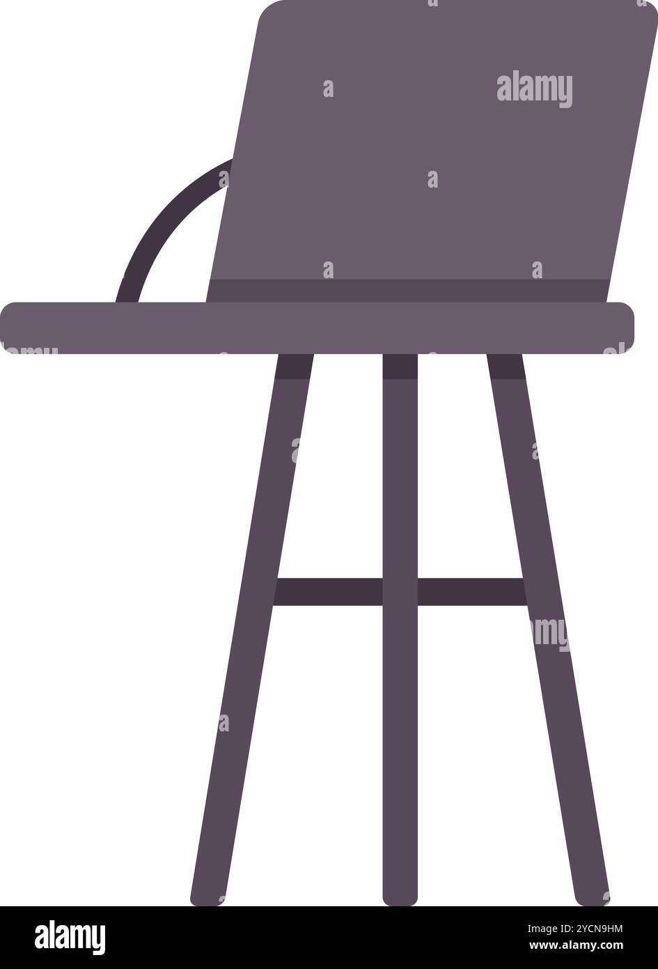 High chair with laptop displaying empty screen side view on white ...
