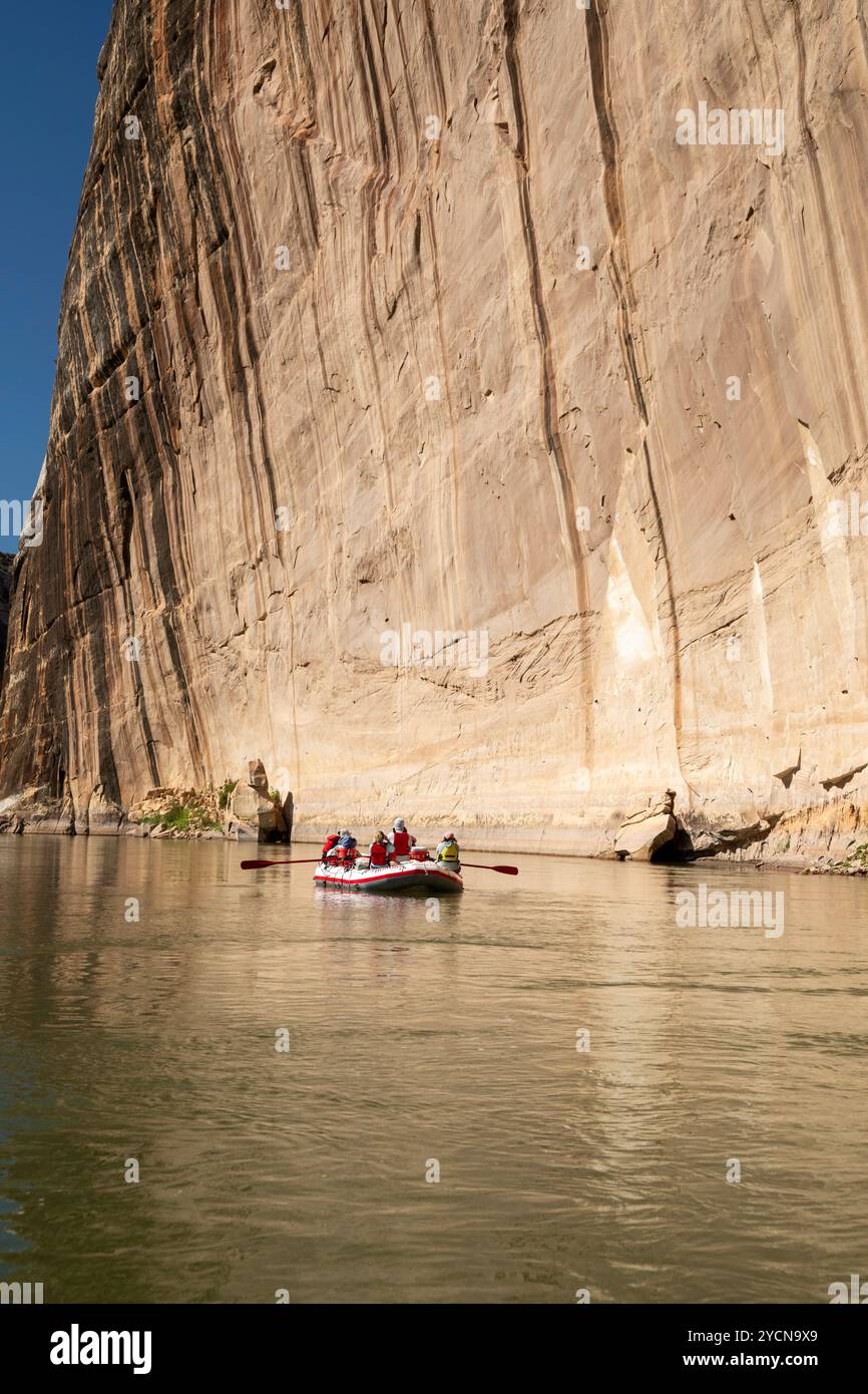 Dinosaur, Colorado - River rafters pass Steamboat Rock on the Green ...