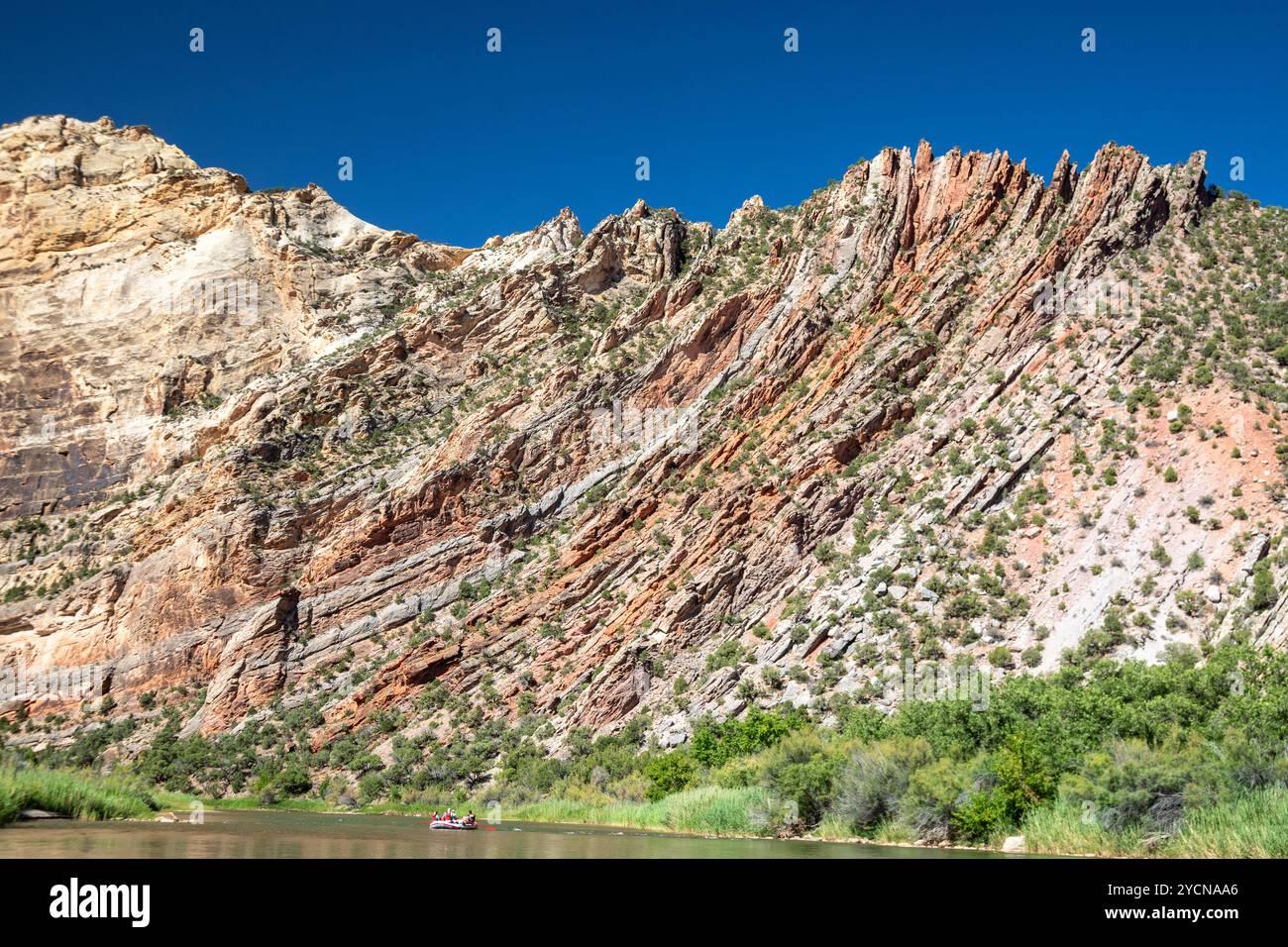 Dinosaur, Colorado - River rafters below the Mitten Park Fault on the ...