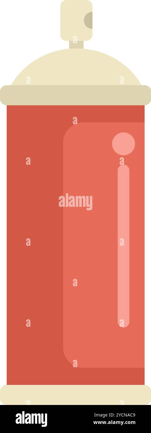 Red spray paint can standing on white background, flat vector ...