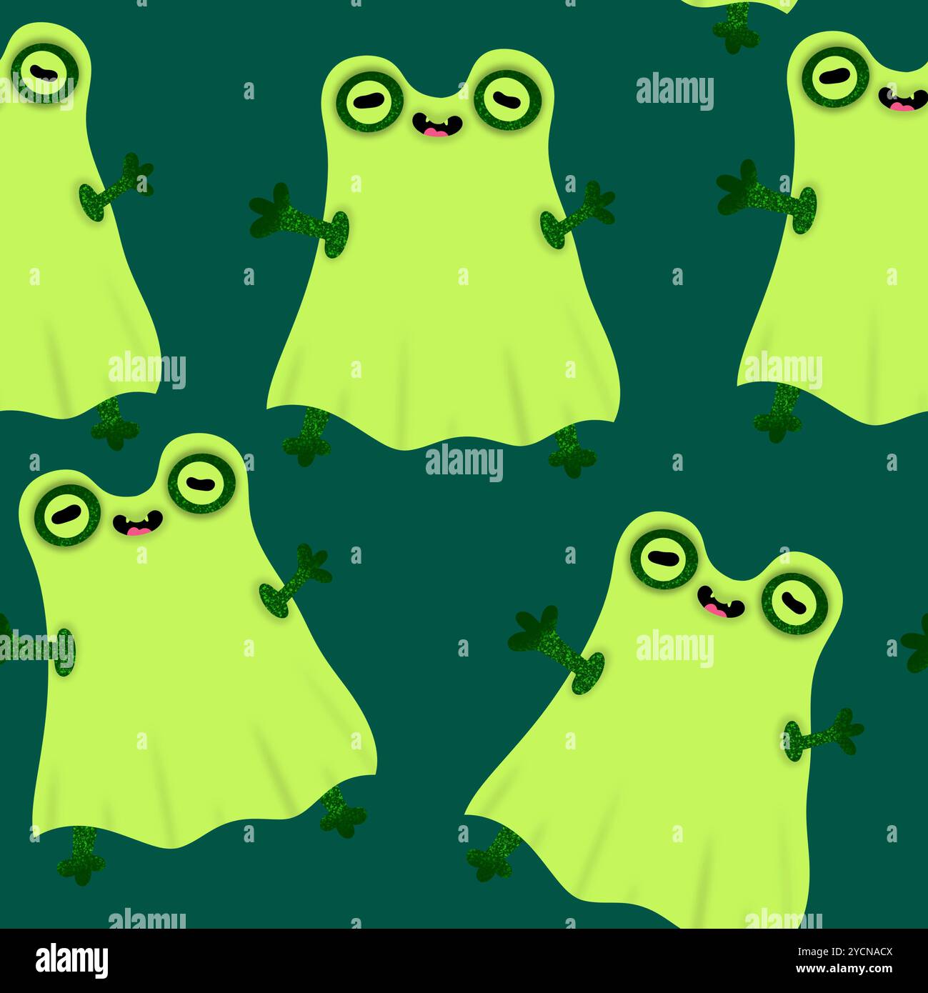 Halloween animals seamless frogs in ghost costume pattern for wrapping ...