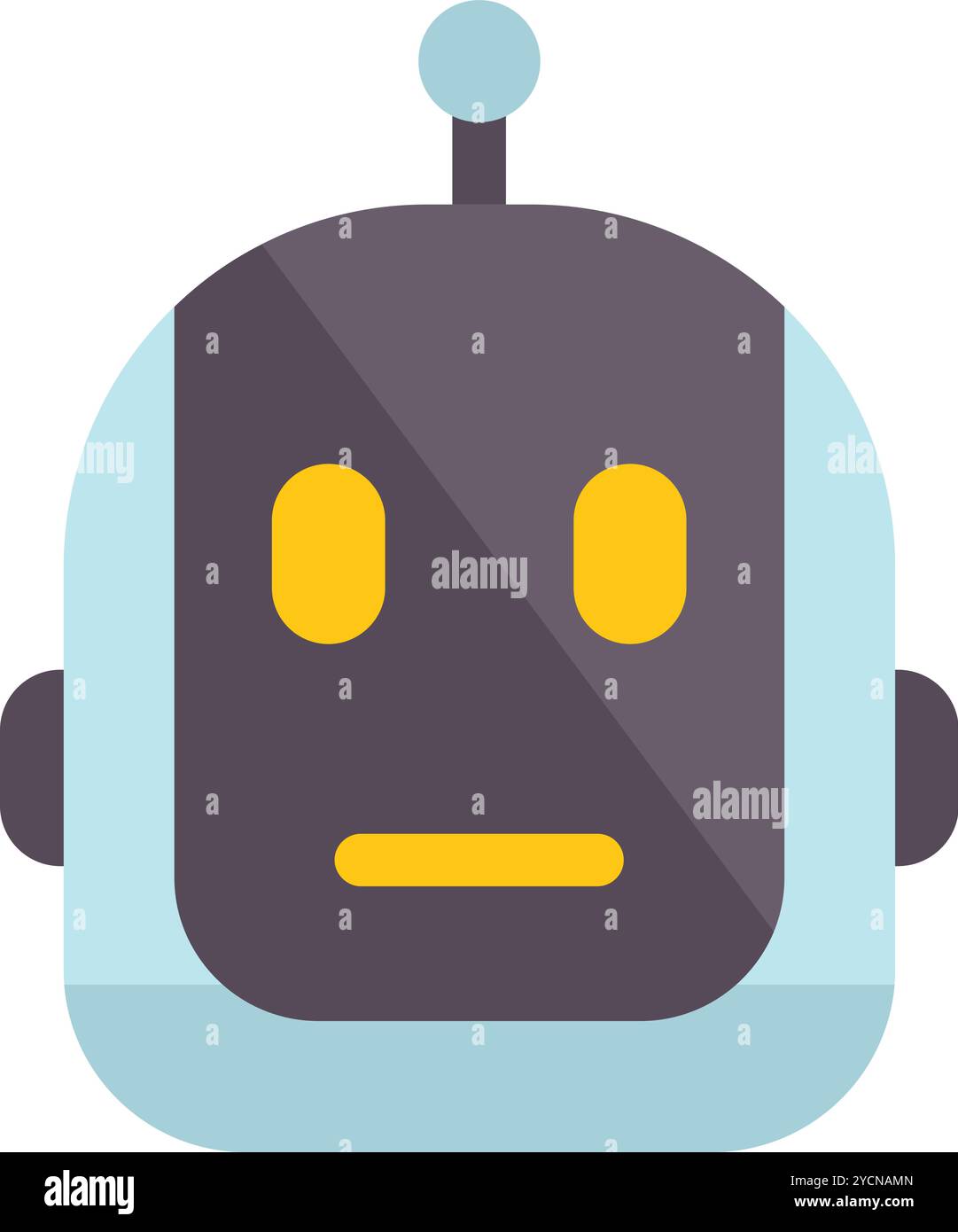 Simple flat illustration of a robot staring ahead with large yellow ...