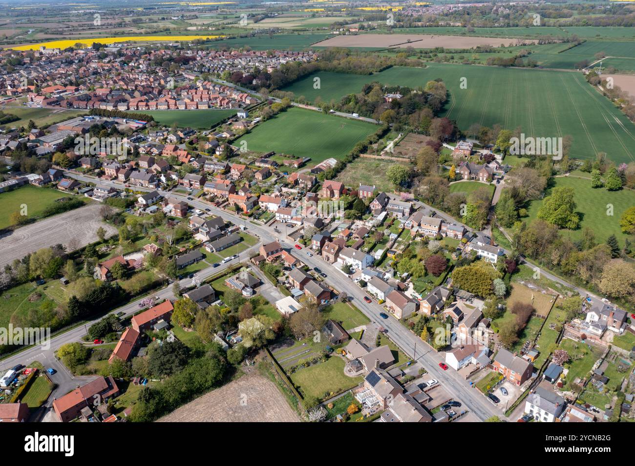 Aerial drone photo of the village of West Cowick in Goole in the East ...
