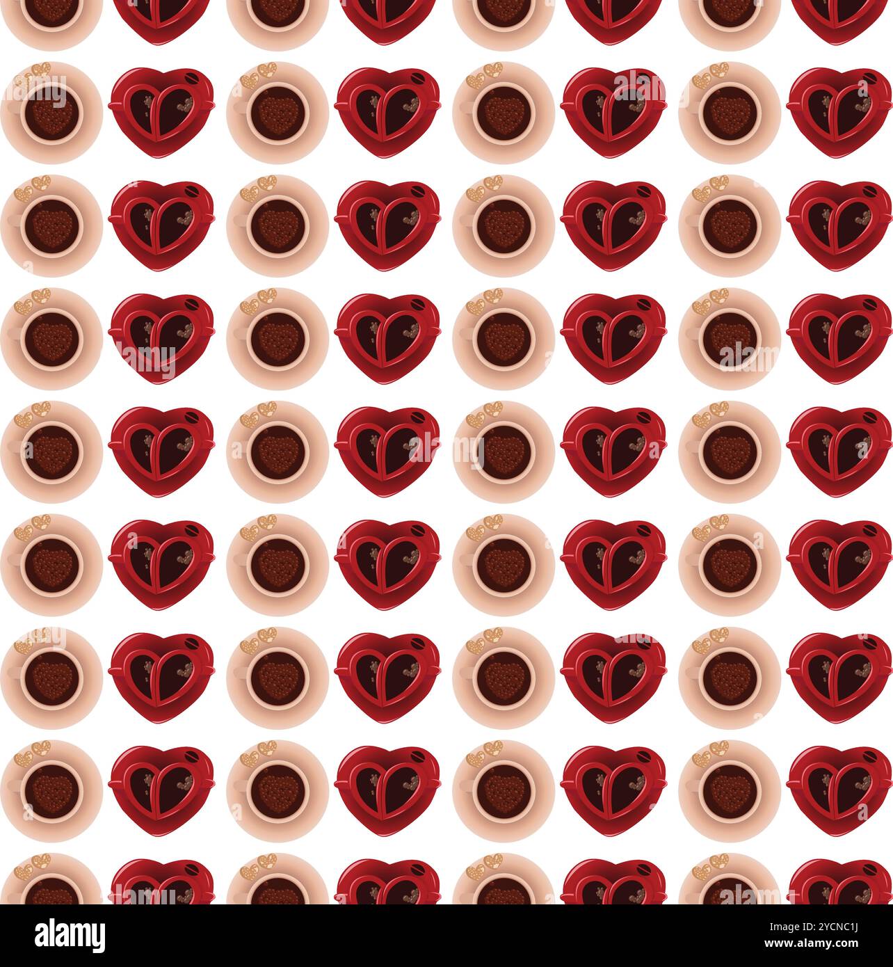 Cups with hot drinks, top view. Seamless pattern. Vector illustration ...