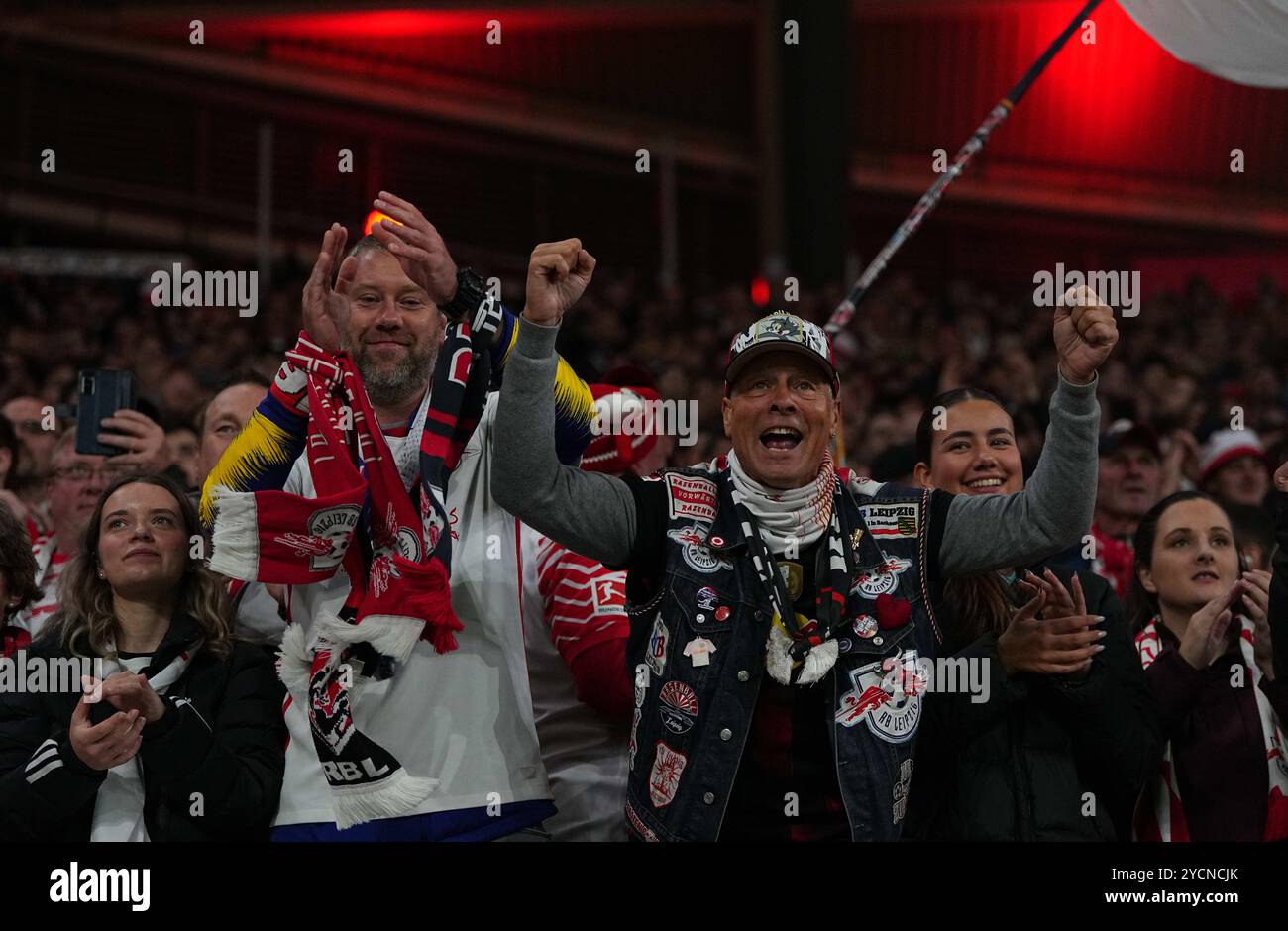 Leipzig, Germany. 23 October, 2024. Leipzig fans during the Champions ...