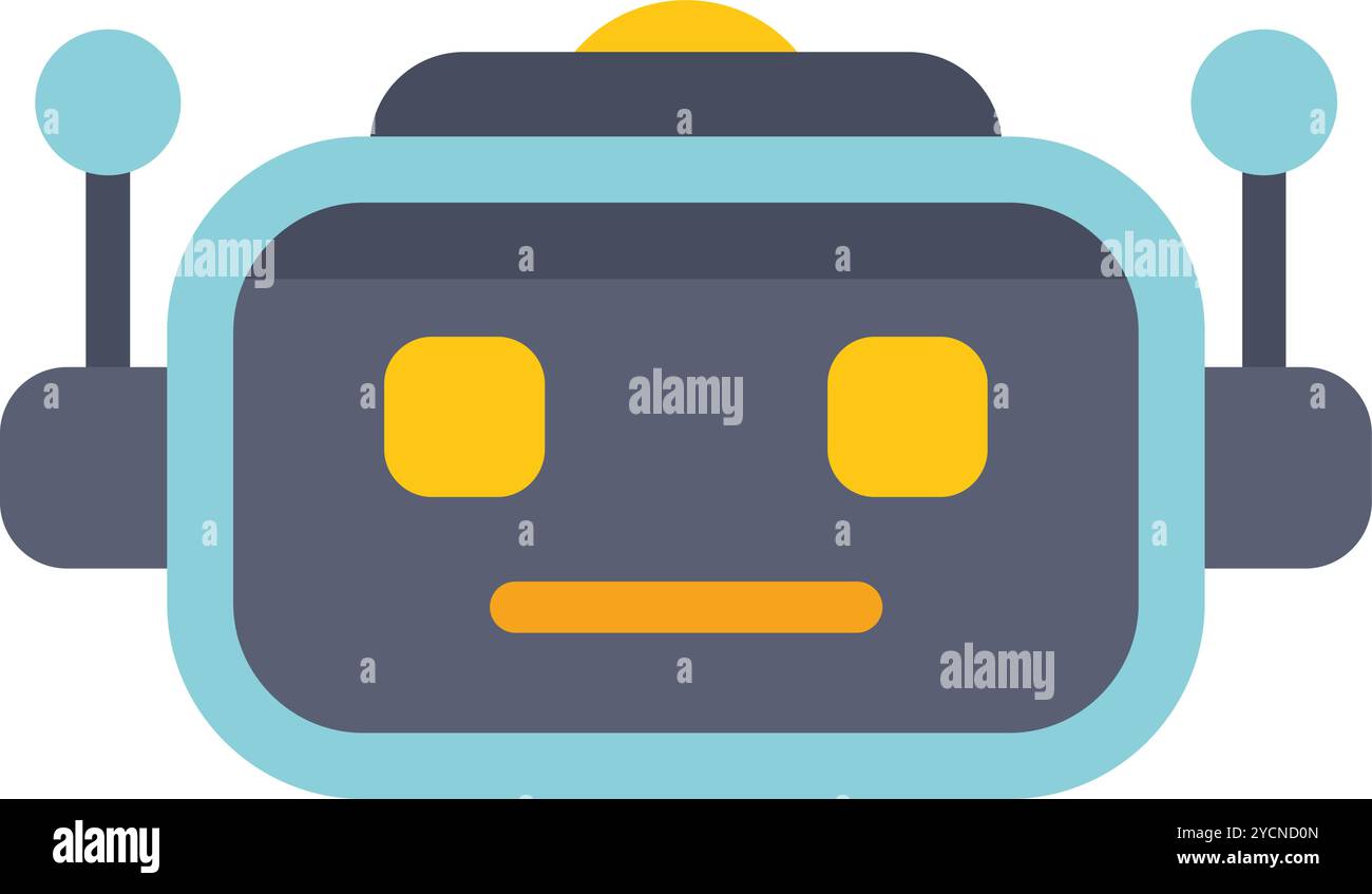 Simple, colorful icon of a robot face with a neutral expression, great ...
