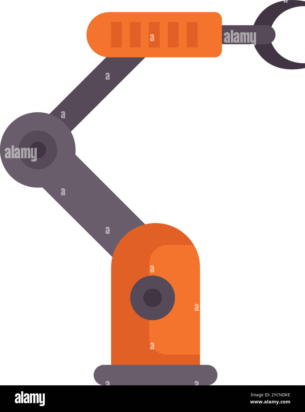 Orange robotic arm lifting objects with hydraulic system, industrial ...