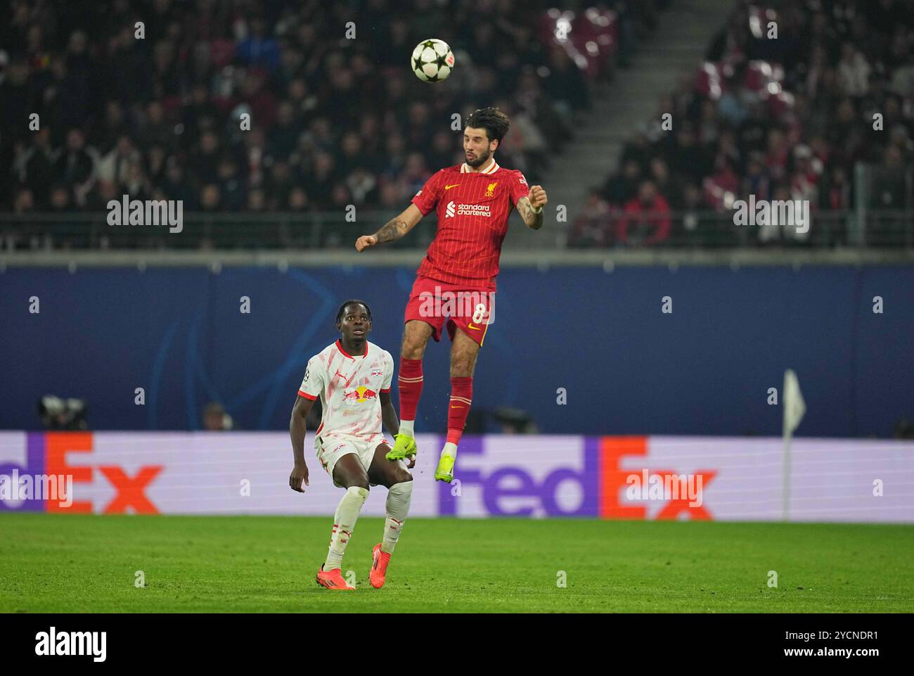 Red Bull Arena, Leipzig, Germany. 23rd Oct, 2024. Dominik Szoboszlai of Liverpool heads during a ...