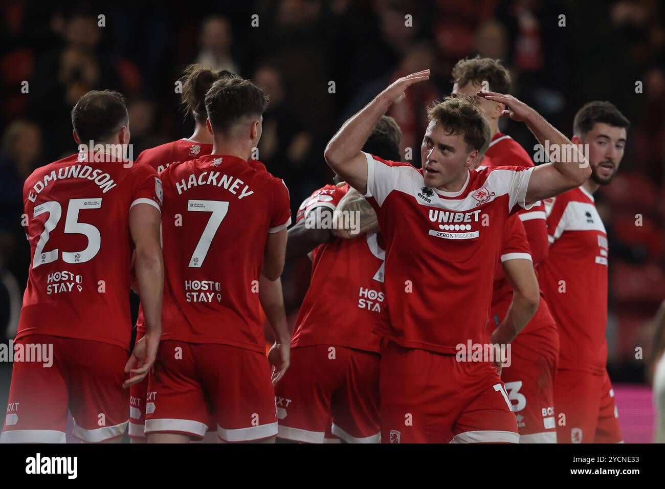 Middlesbrough's Aidan Morris gestures to their fans after Emmanuel ...