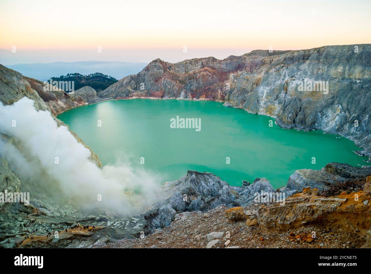 Kawah Ijen volcanic crater at morning dawn, Java, Indonesia Stock Photo ...