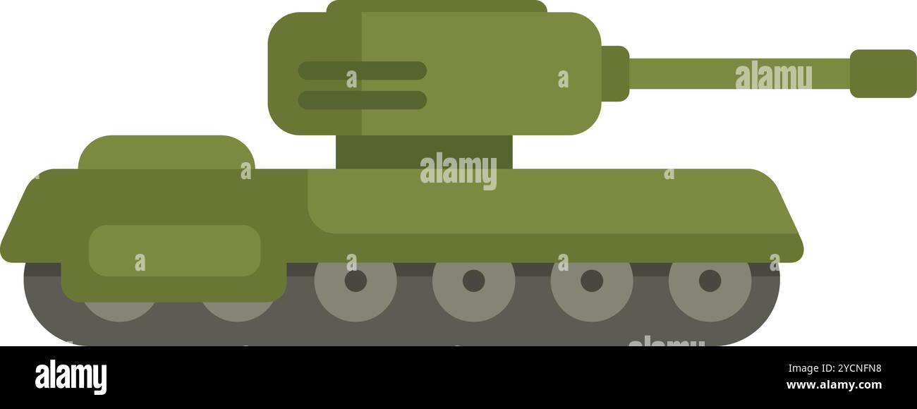 Illustration of a green military tank pointing its gun to the right ...