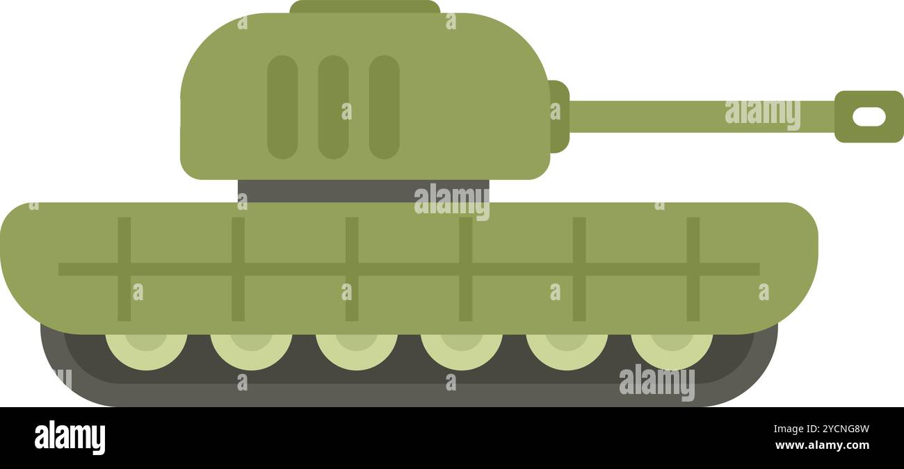 Minimalist vector illustration of a green heavy military tank pointing ...