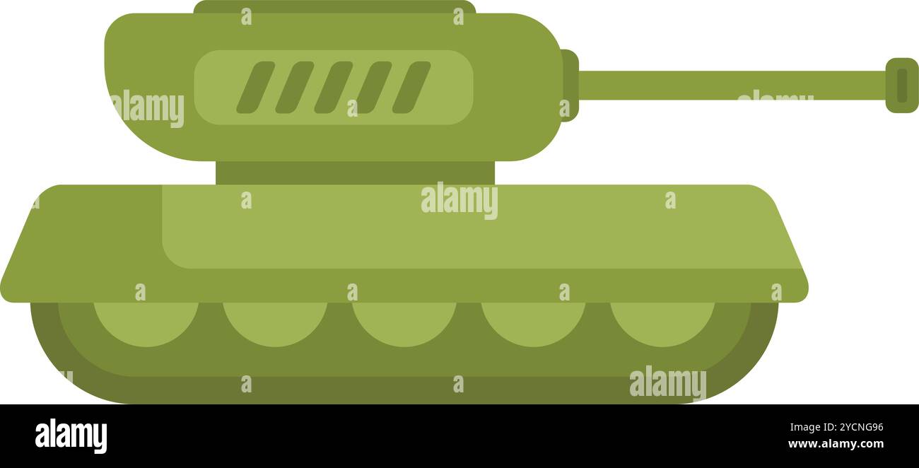 Heavy military tank pointing its cannon to the right, side view ...