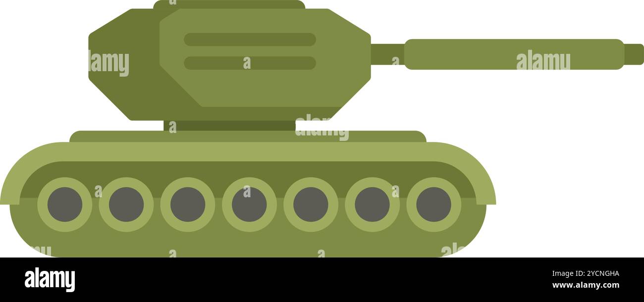 Minimalist vector illustration of a green military tank aiming its ...