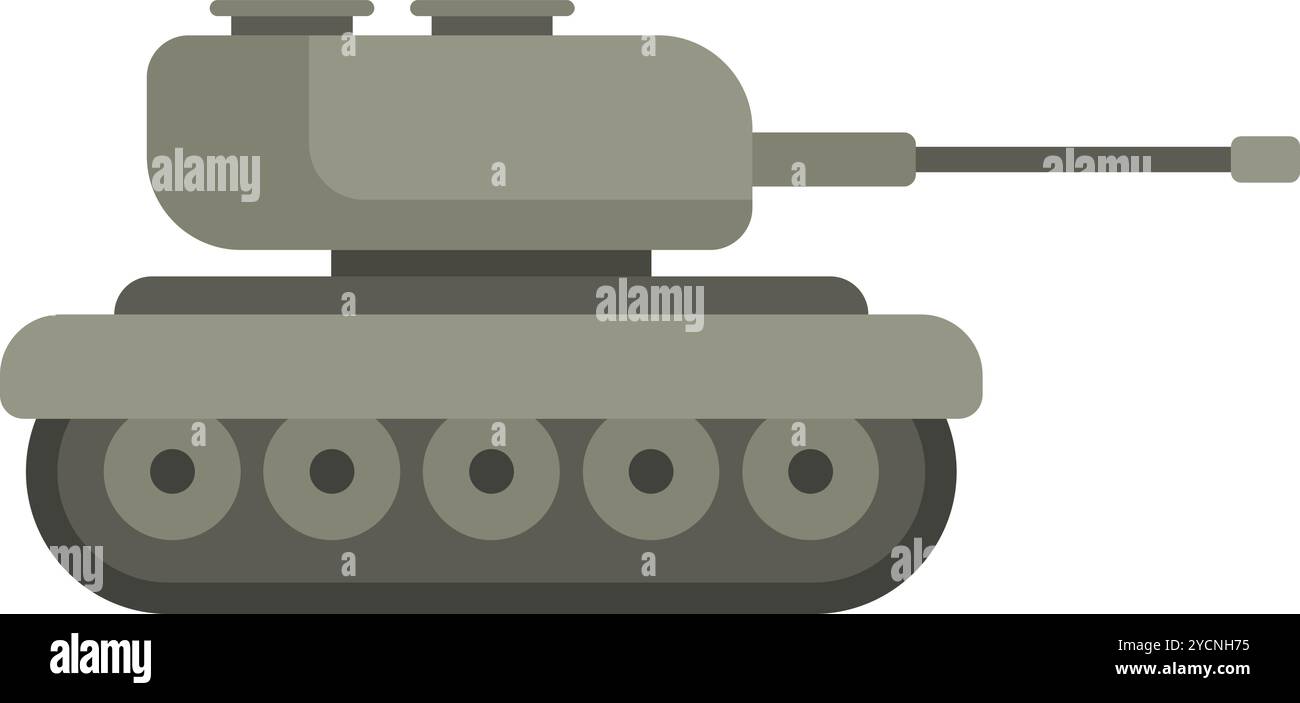 Green heavy military tank pointing its gun to the right on a white ...