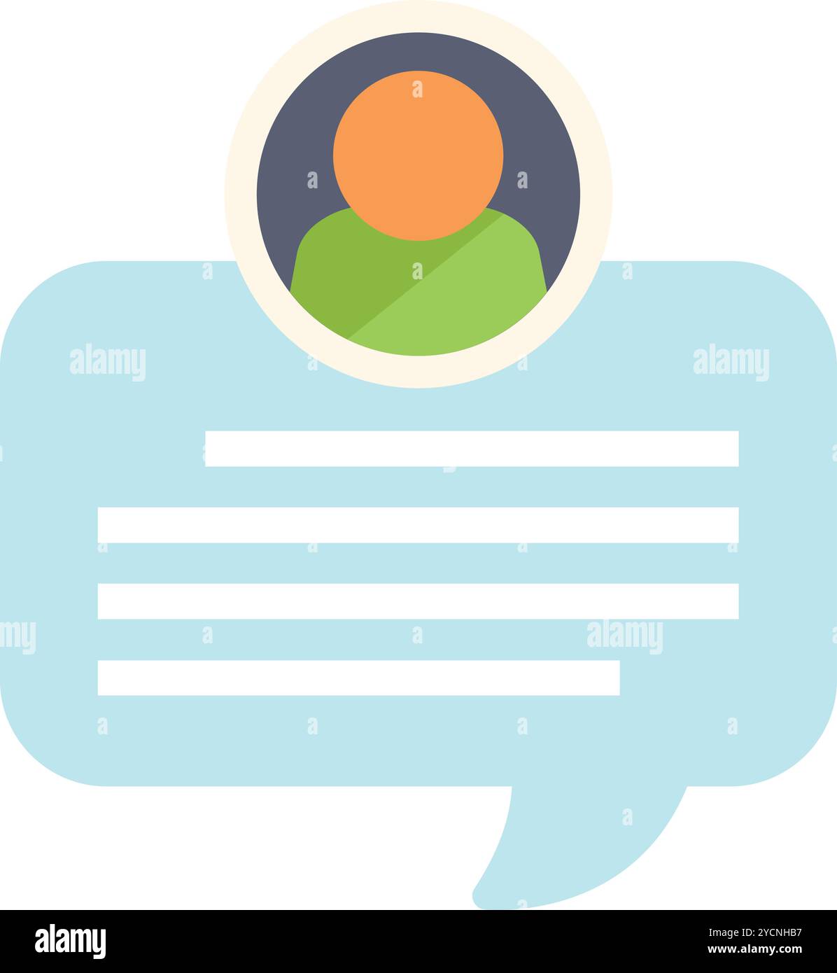 This vector illustration shows a person icon sending a message in a ...