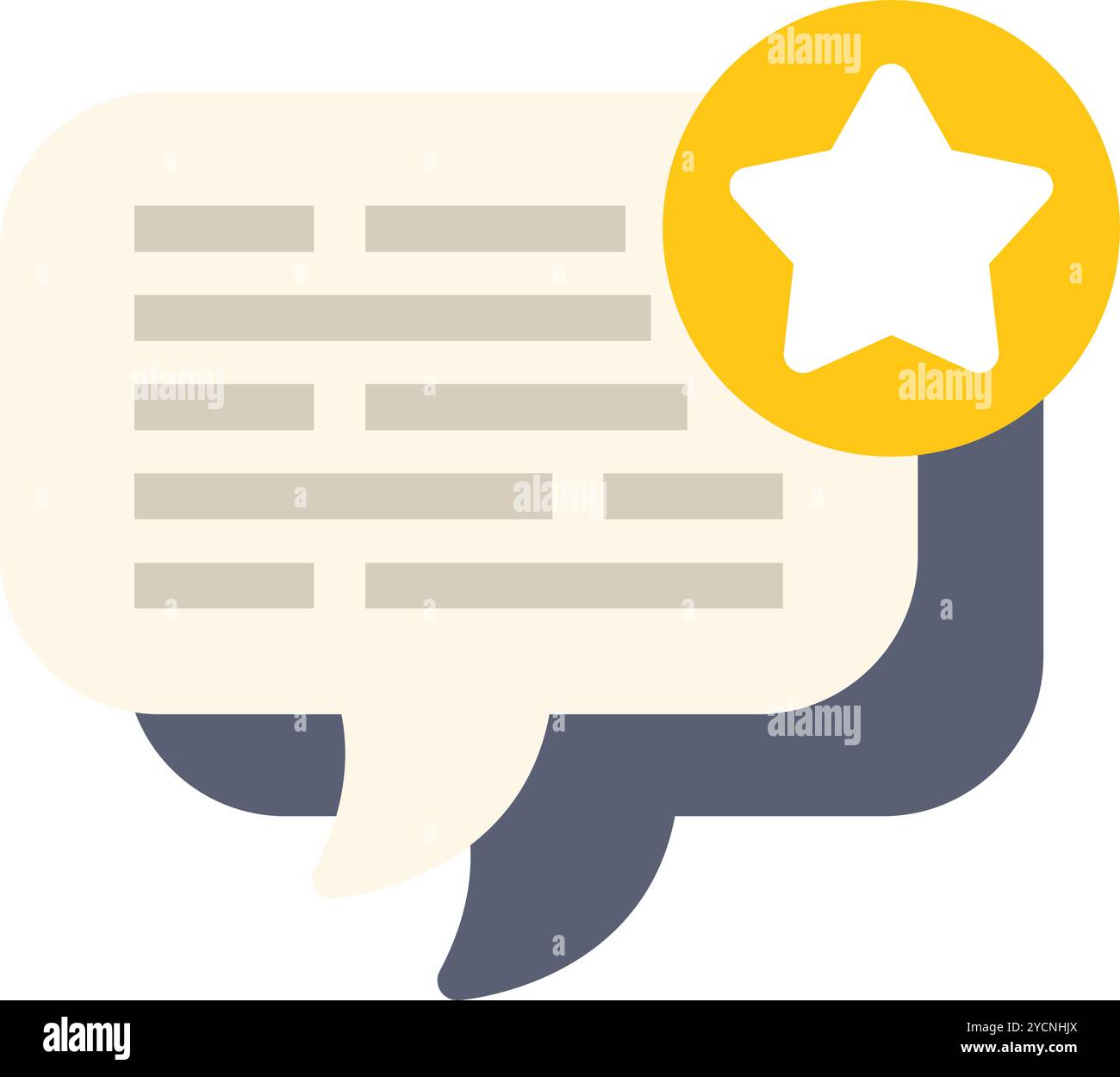 Speech bubble is showing positive customer feedback with a star rating ...